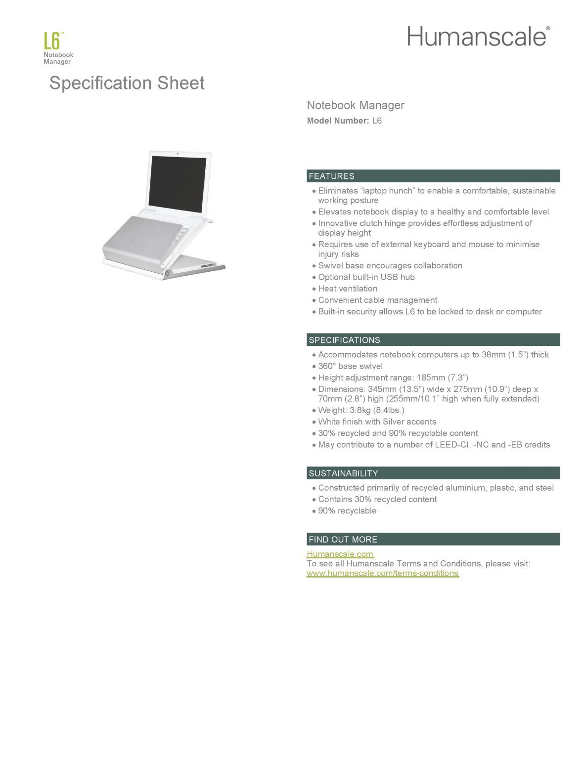 Buy Humanscale L6 Laptop Holder Upto 3.8kg Online In India