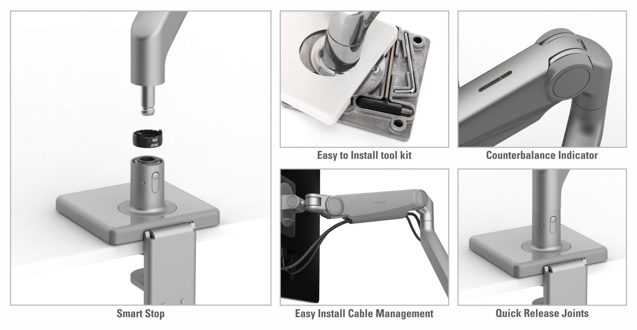 Humanscale Monitor Arm: M8.1 Single Clamp Mount Upto 13 Kg