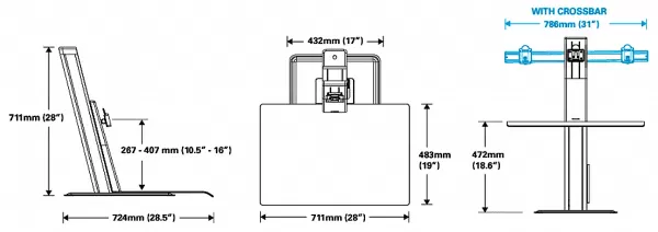 Buy Humanscale QuickStand Eco, Dual Monitor, Cross Bar, Black
