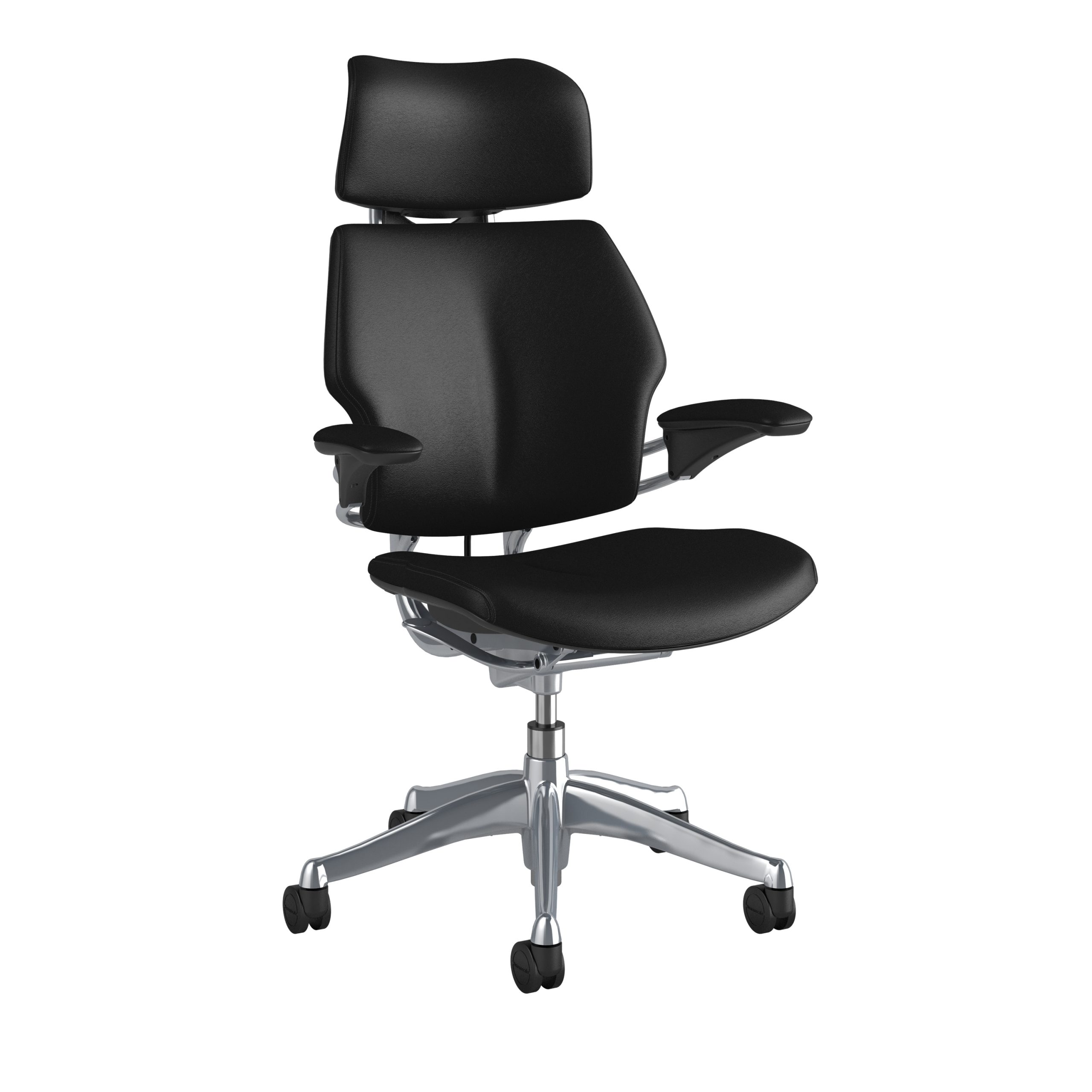Humanscale Freedom Headrest Polished Aluminium – Ticino Leather Chair