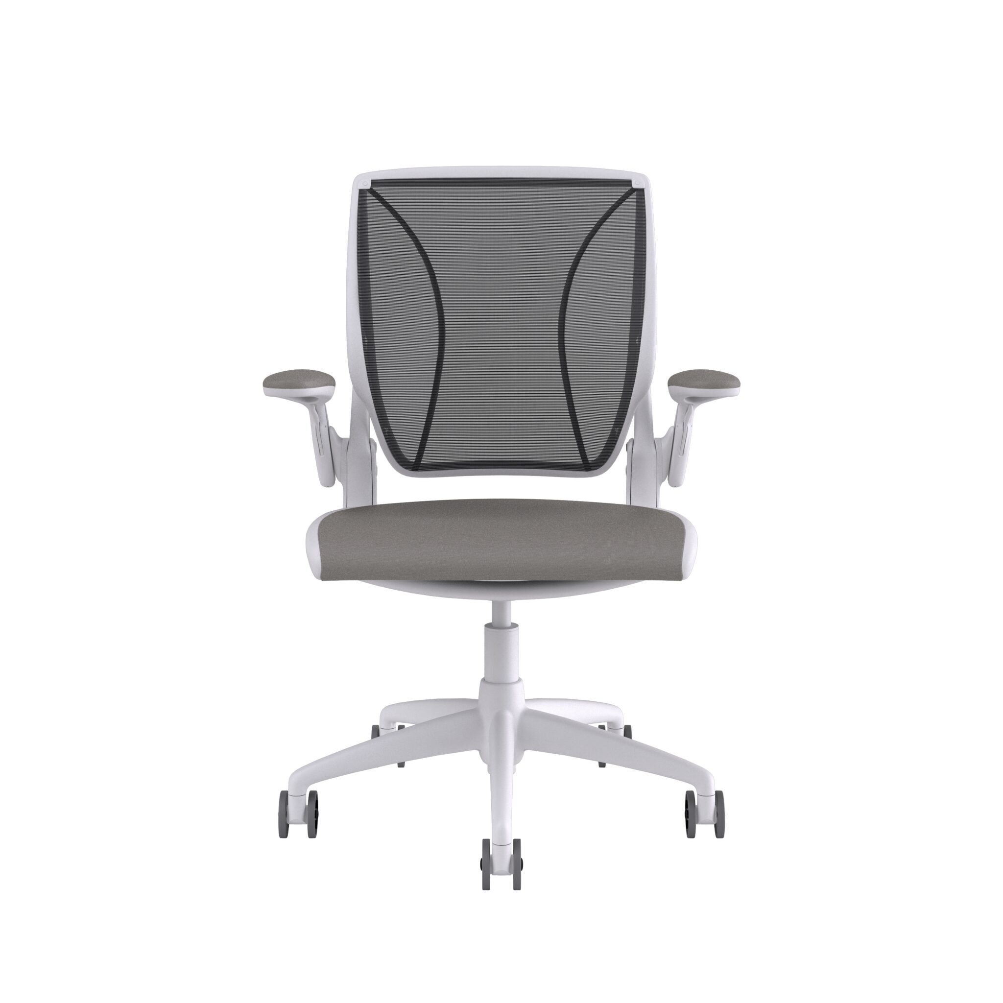 Diffrient World Chair: White Frame, Mesh Backrest, Cushion Seat